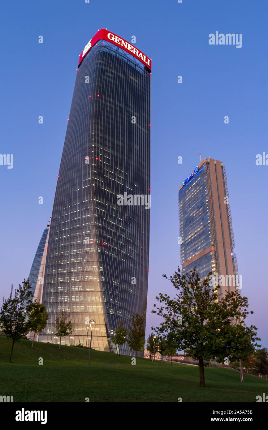 Skyscrapers Generali Tower and Allianz Tower in the business district ...