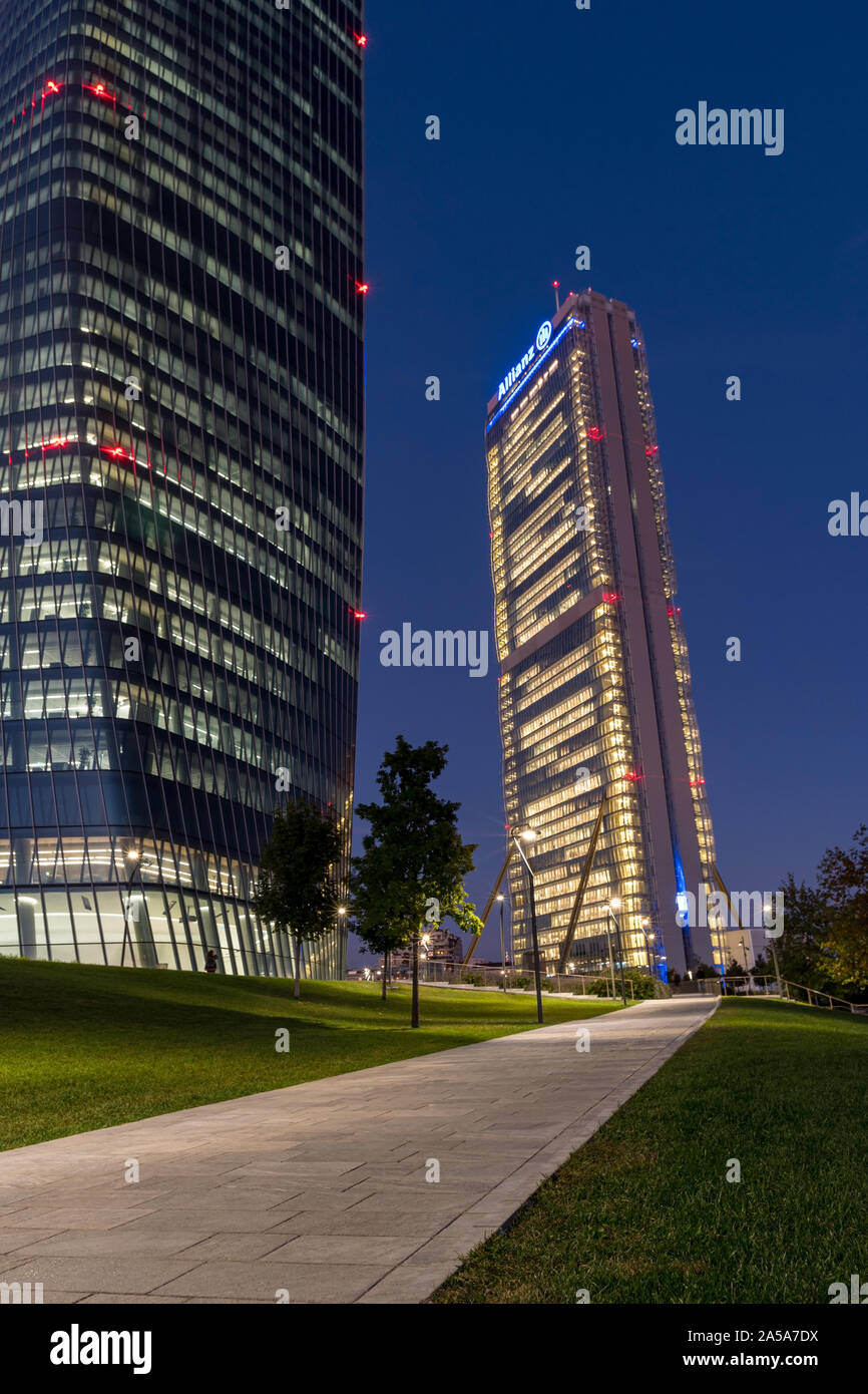 Skyscrapers Generali Tower and Allianz Tower in the business district ...