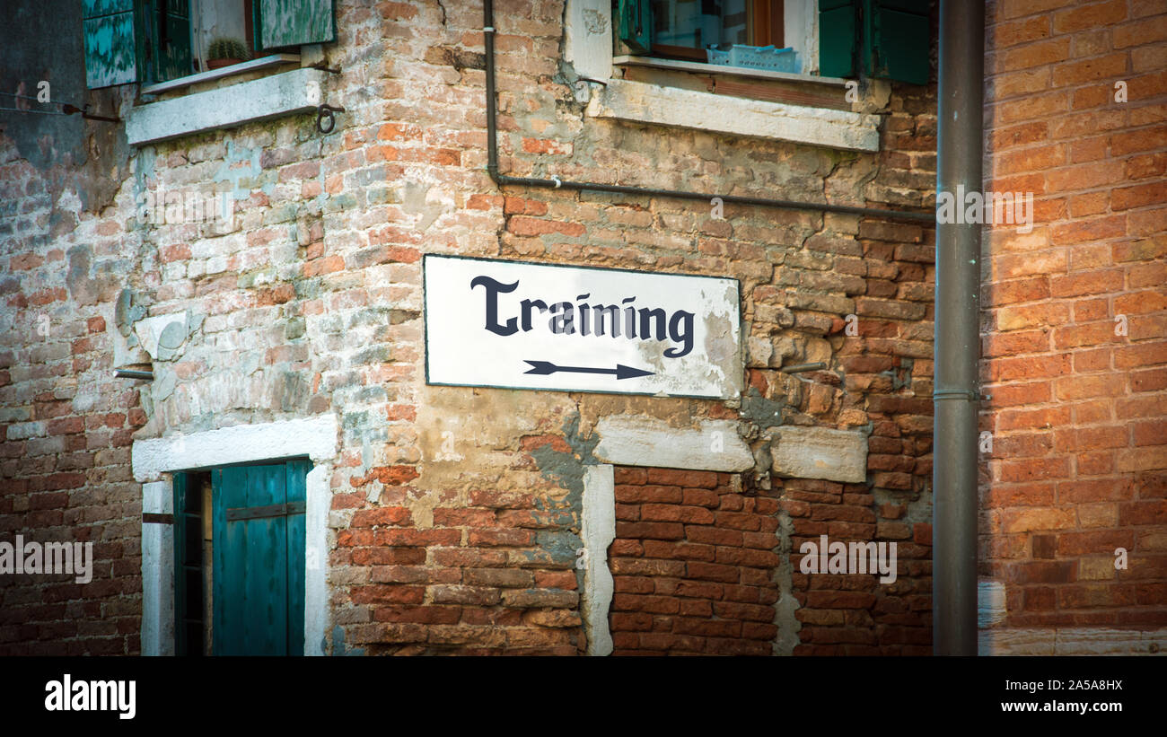 Street Sign the Direction Way to Training Stock Photo - Alamy