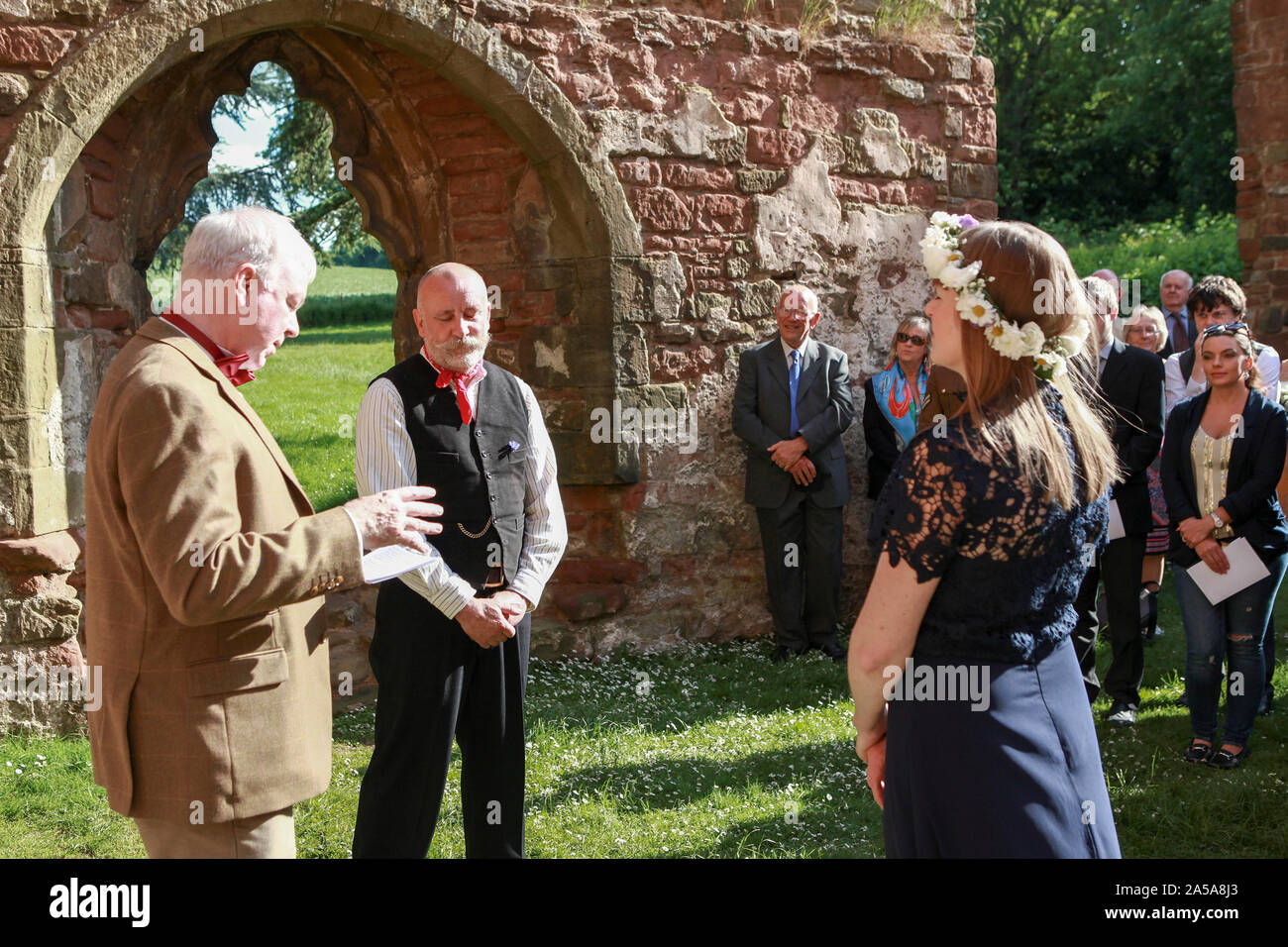 Handfasting ceremony of pagan origin, seen here undertaken in the rural ...