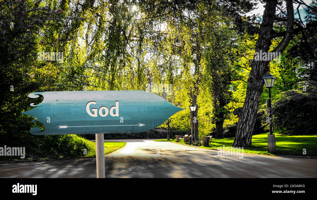 Street Sign the Direction Way to God Stock Photo - Alamy