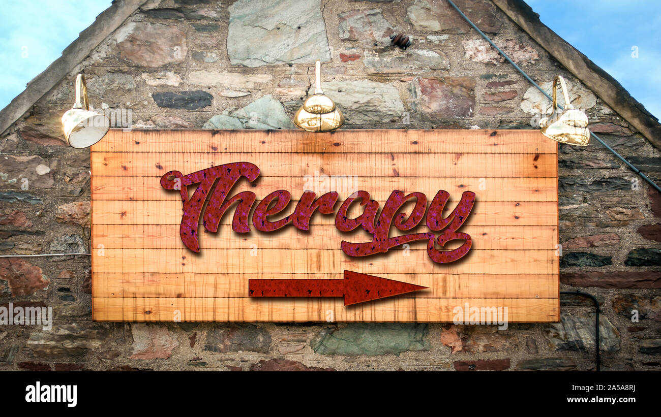 Street Sign the Direction Way to Therapy Stock Photo - Alamy