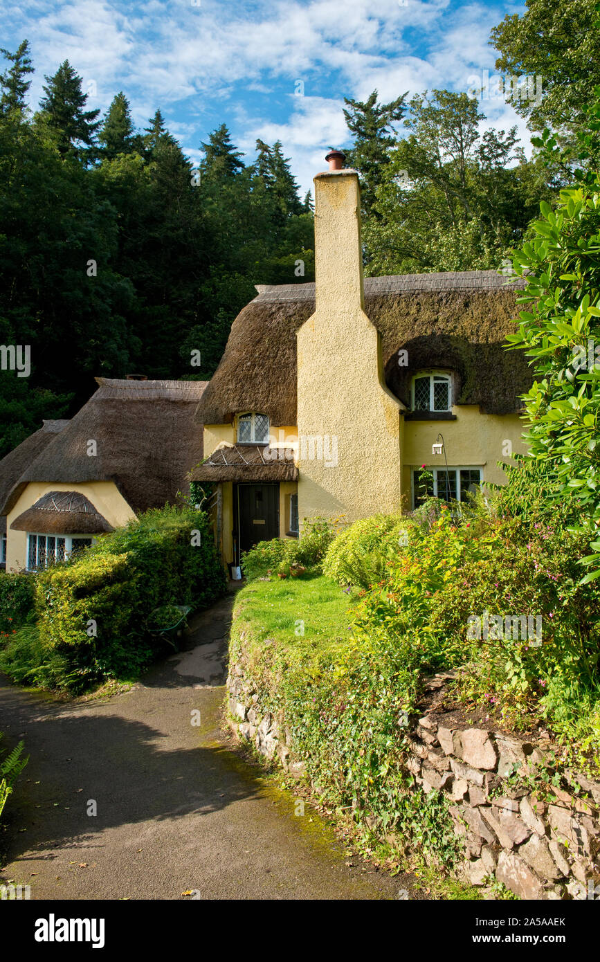 Thatched cottage in the picturesque village of Selworthy. Exmoor ...