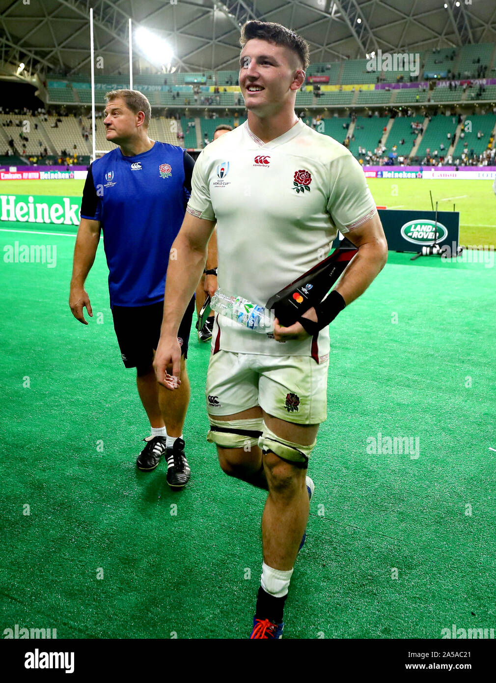 England's Tom Curry walks off the pitch at the end of the 2019 Rugby ...