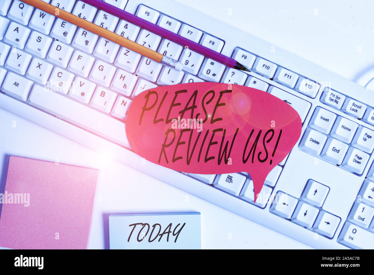 Word writing text Please Review Us. Business photo showcasing situation ...