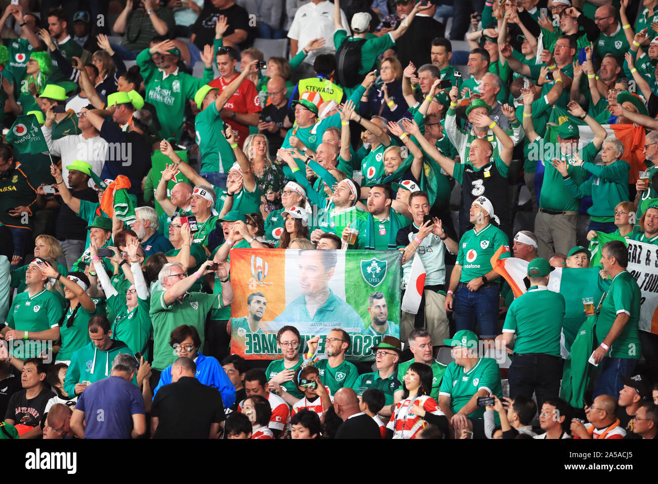 Ireland fans during the 2019 Rugby World Cup Quarter Final match at ...