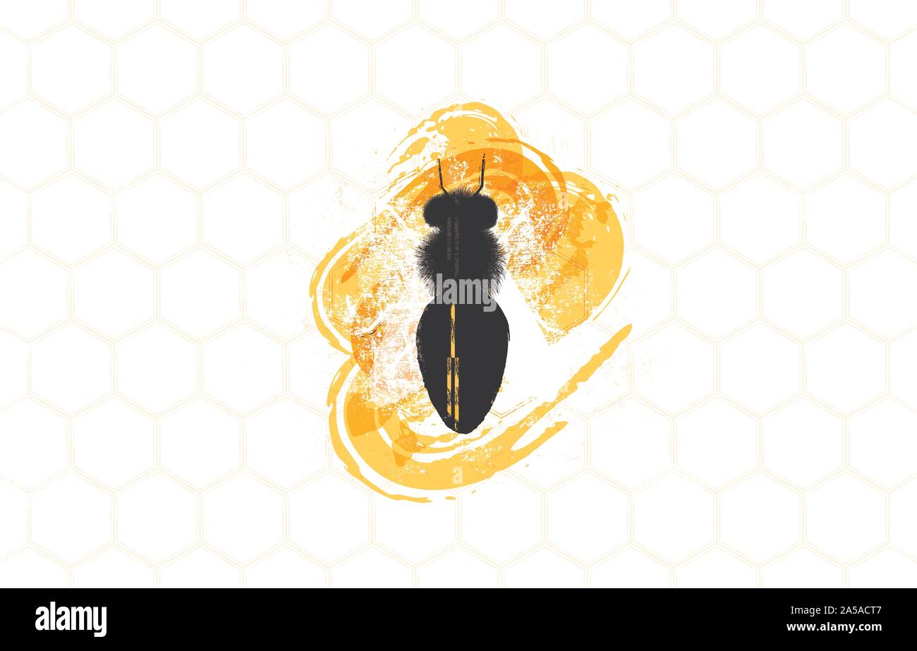 Vector illustrator of honey bee on honeytombs. Designed for labels for ...