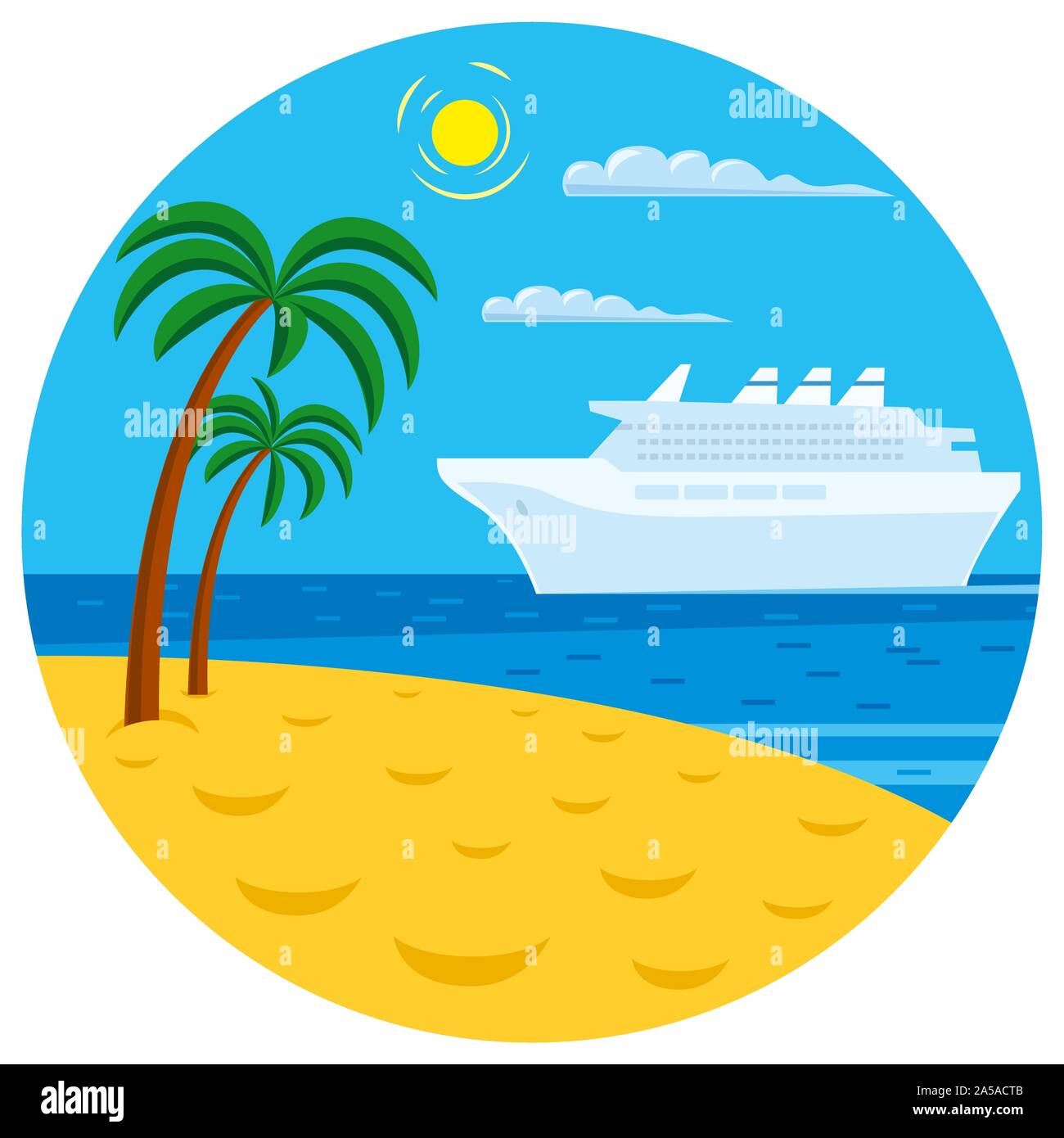 passenger cruise liner near the tropical beach in the ocean Stock ...