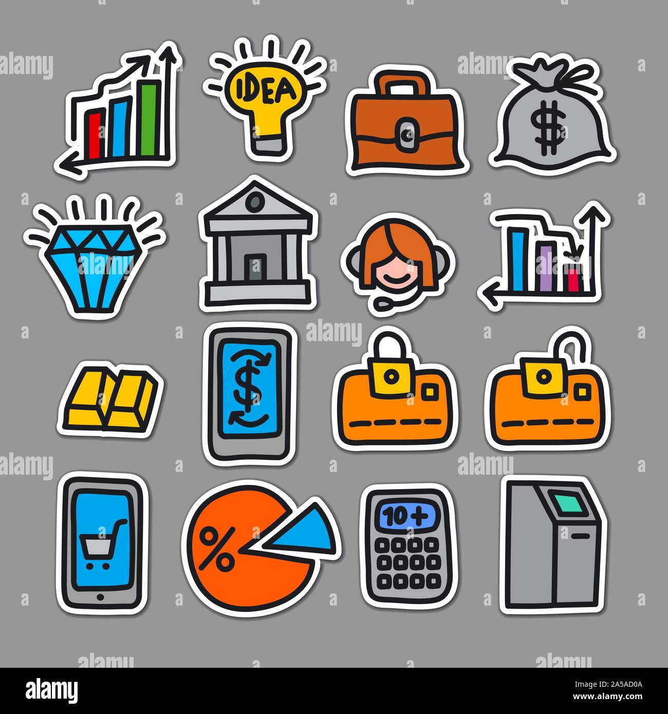 illustration of business and finance stickers Stock Vector Image & Art ...
