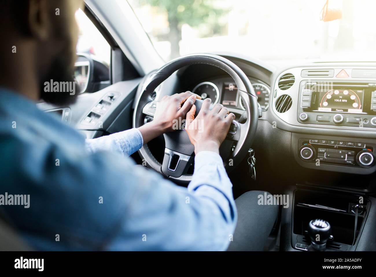 Angry aggressive driver beep and shouts in the car. Road rage concept ...