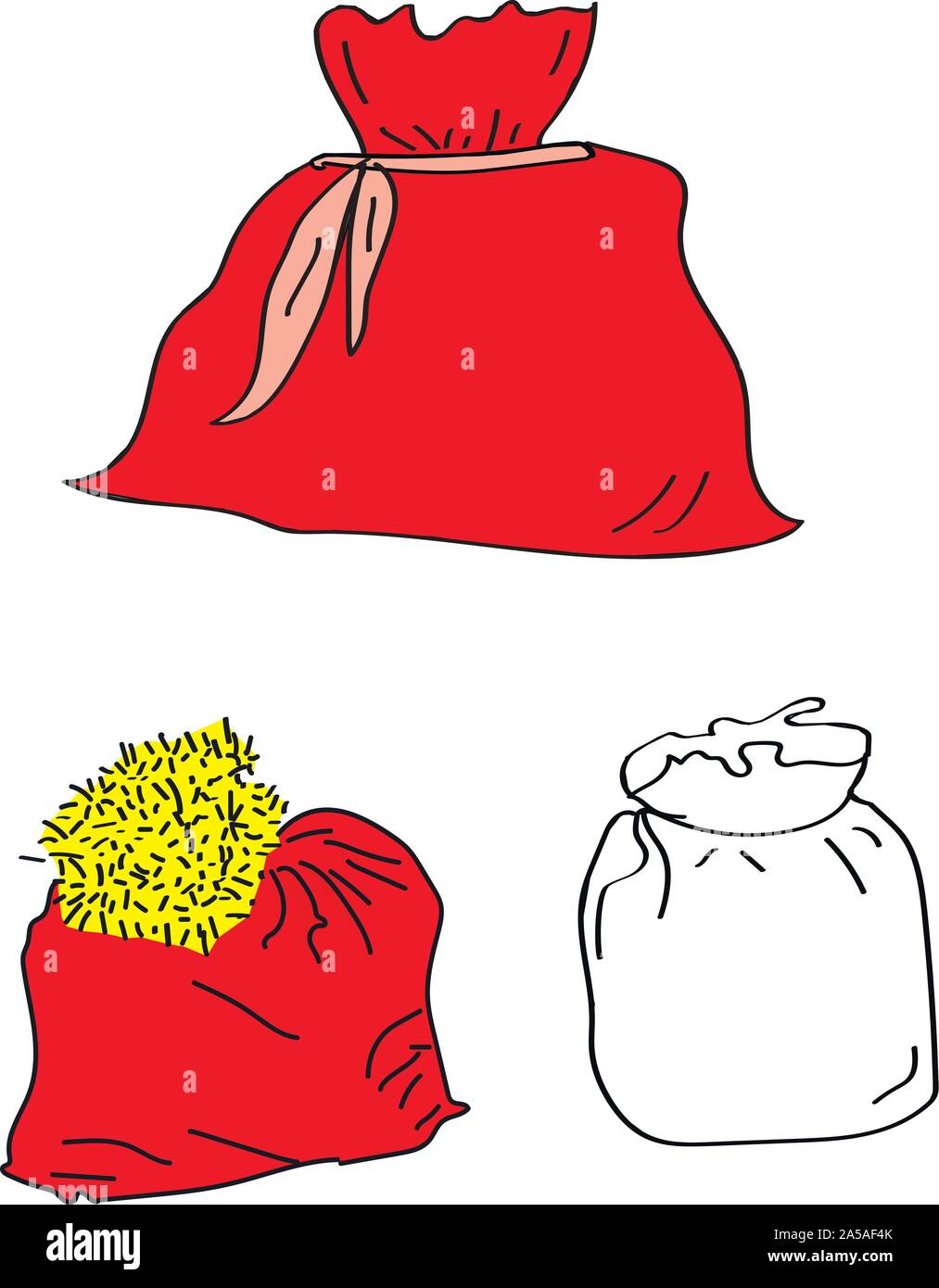 Set of Santa Claus red bags isolated on white background. Vector ...