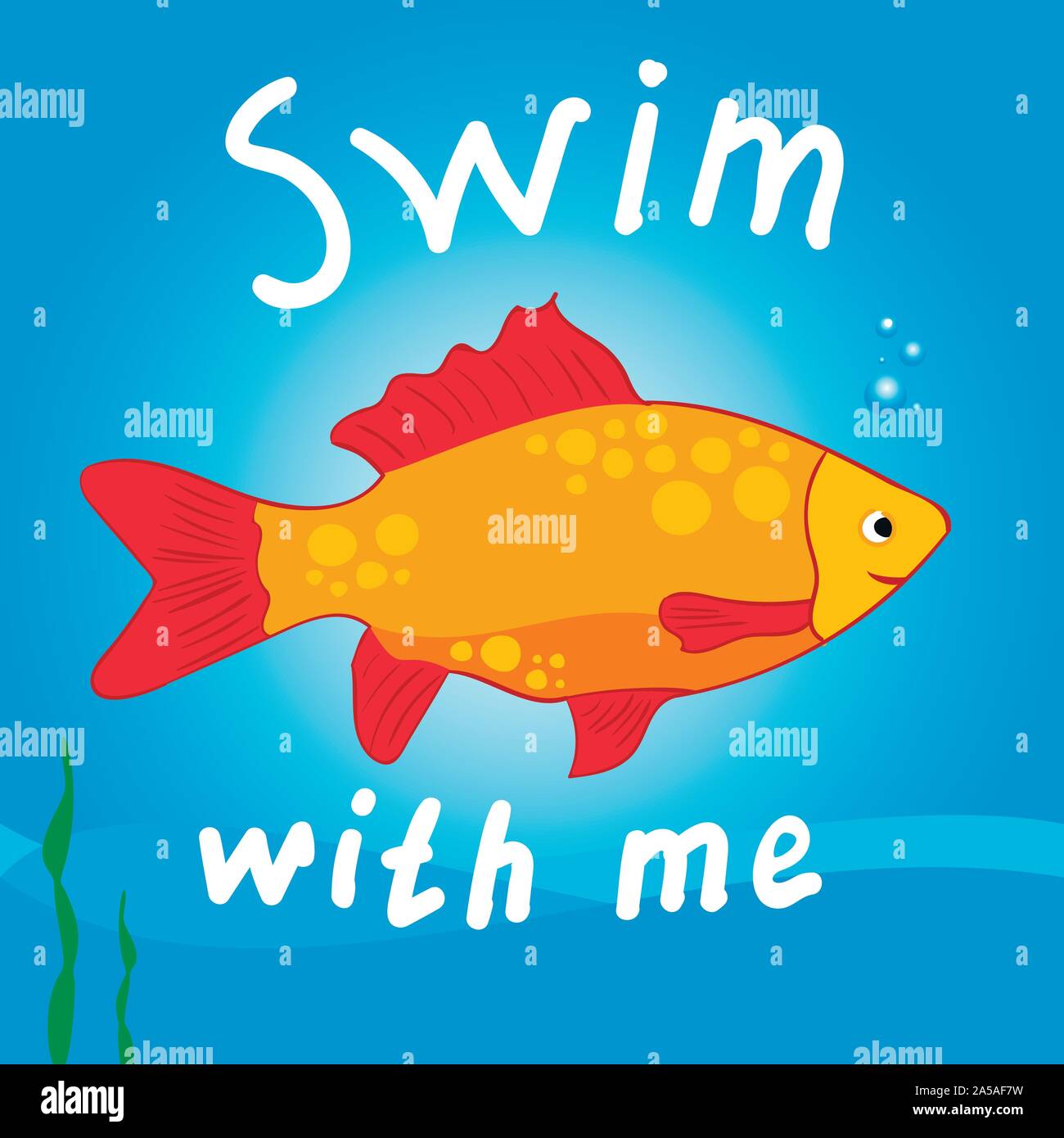 Vobla river fish. Roach or carp in blue water. Vector illustration ...