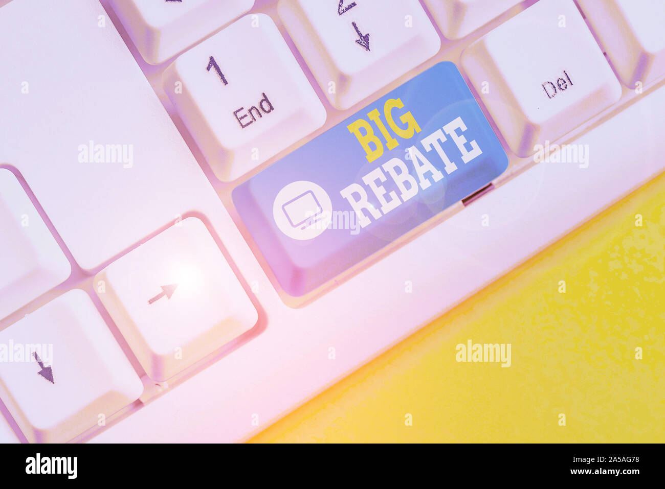 Text sign showing Big Rebate. Business photo showcasing Huge rewards ...