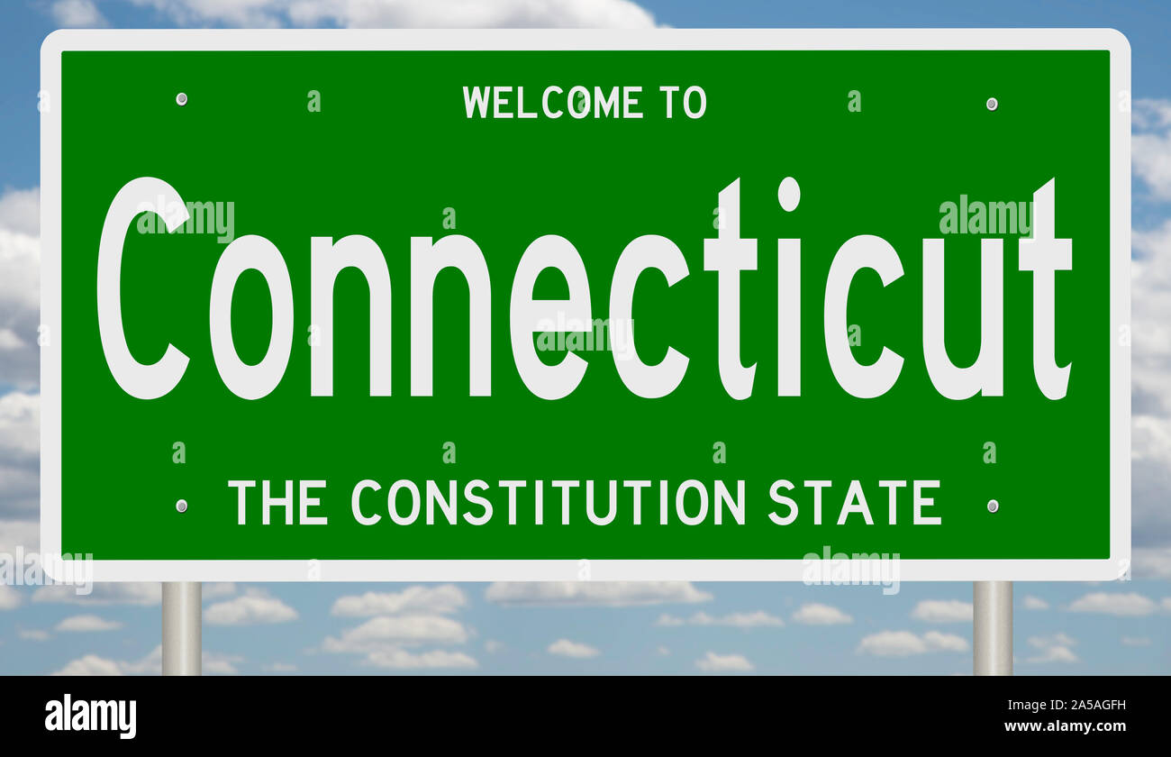 Rendering of a green 3d highway sign for Connecticut Stock Photo - Alamy