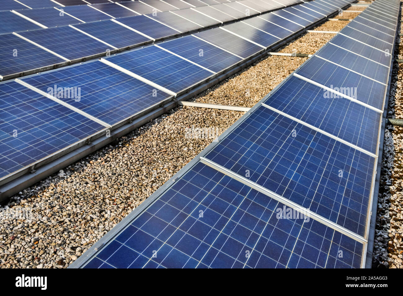 modern solar cell system on flat roof Stock Photo - Alamy