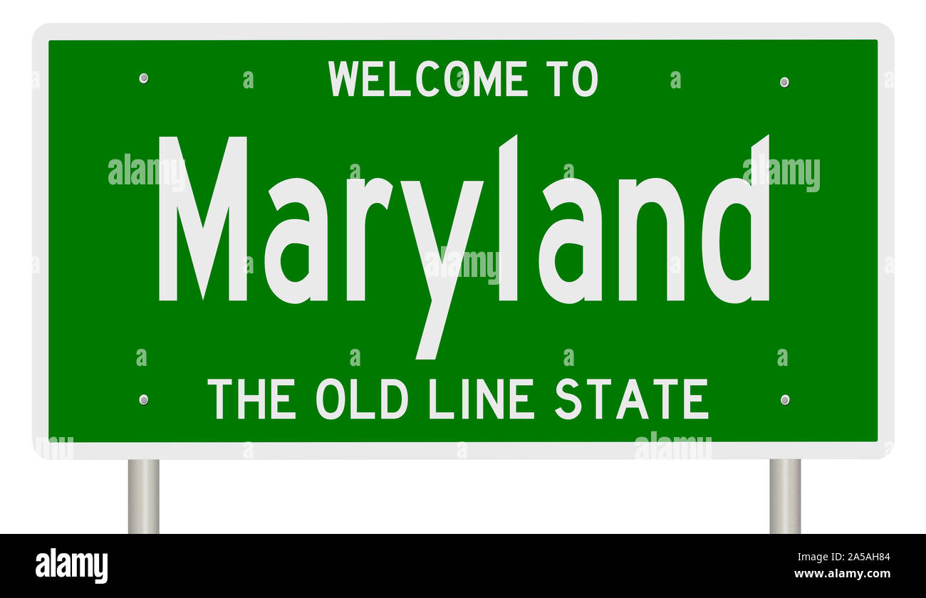 Rendering of a green 3d highway sign for Maryland Stock Photo - Alamy