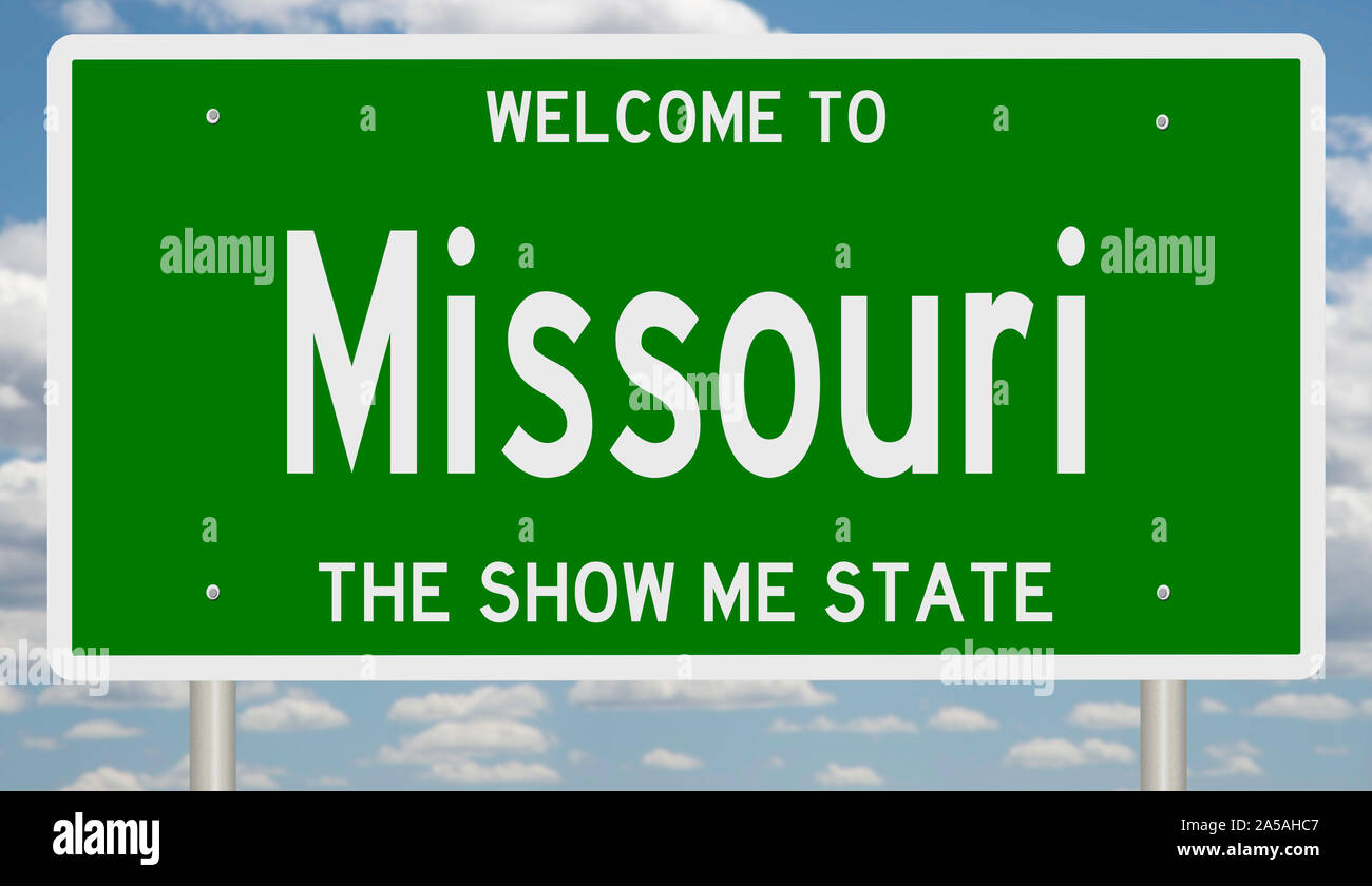 Rendering of a green 3d highway sign for Missouri Stock Photo - Alamy