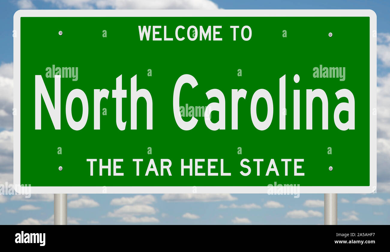 Rendering of a green 3d highway sign for North Carolina Stock Photo - Alamy
