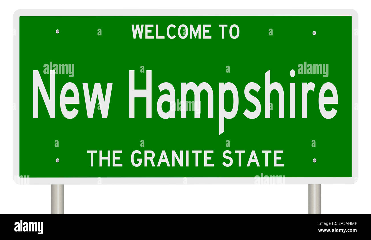 Rendering of a green 3d highway sign for New Hampshire Stock Photo - Alamy