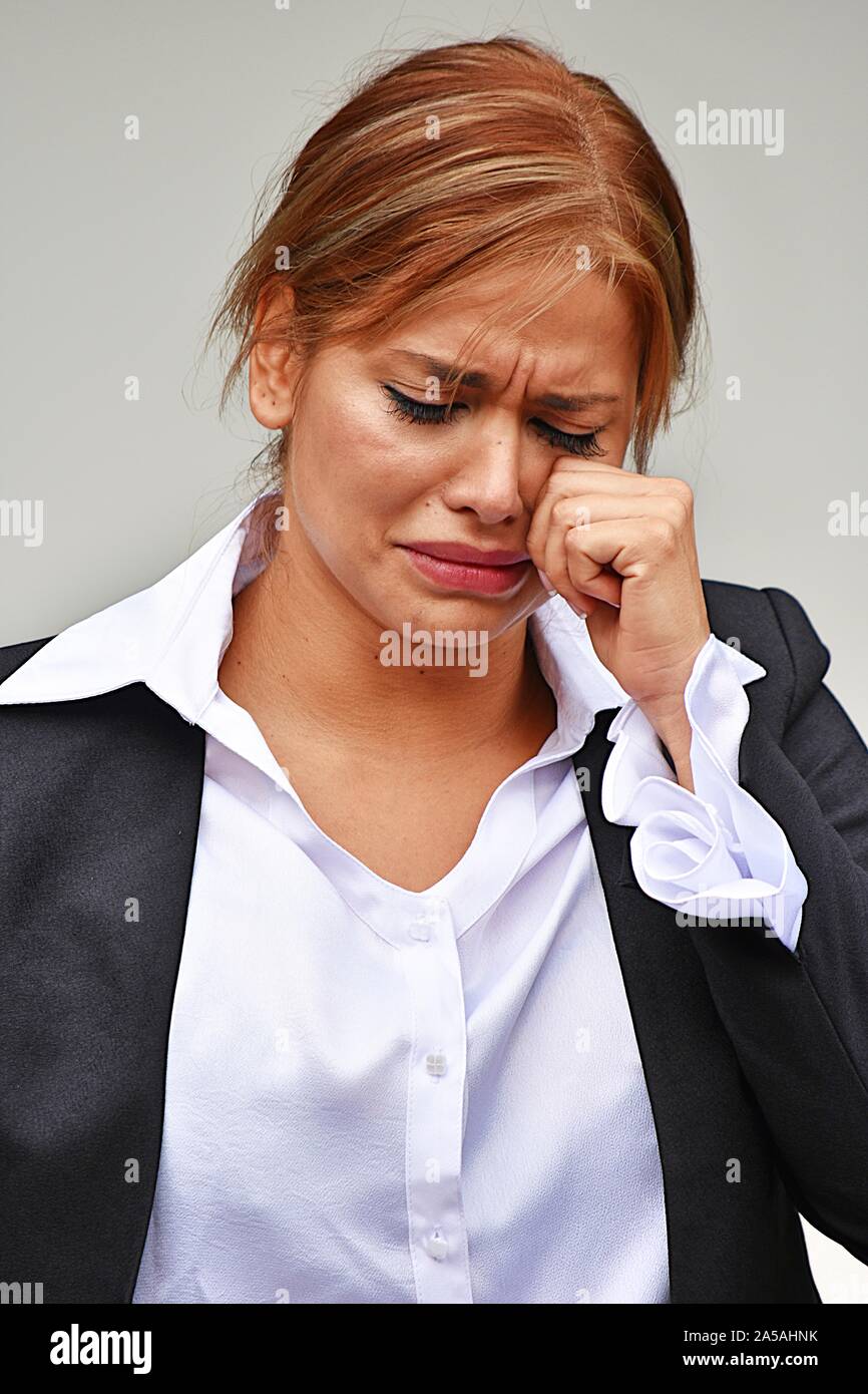 Crying Smart Business Woman Wearing Suit Stock Photo - Alamy