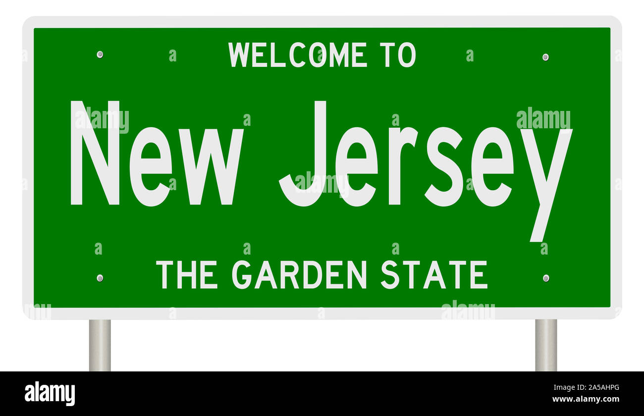 Rendering of a green 3d highway sign for New Jersey Stock Photo - Alamy