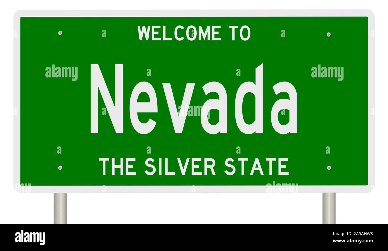 Rendering of a green 3d highway sign for Nevada Stock Photo - Alamy