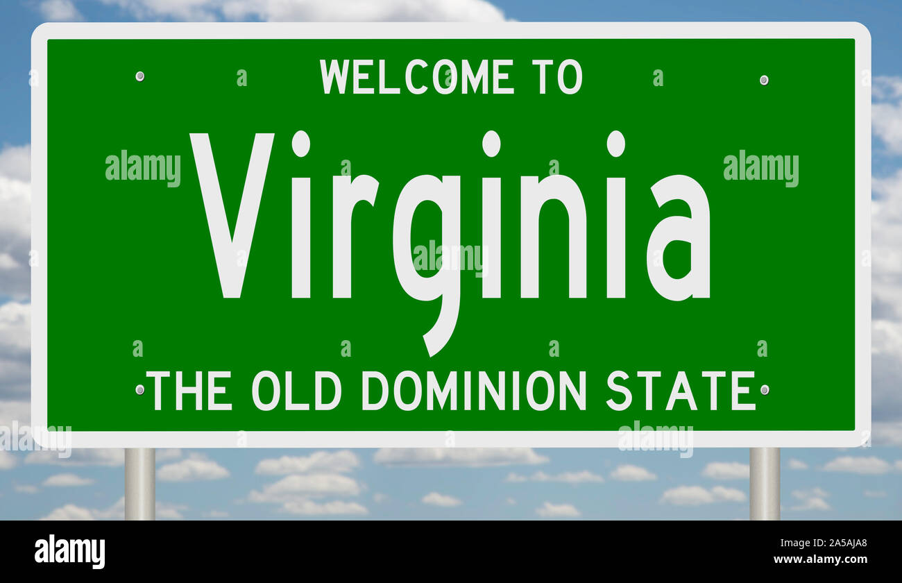 Rendering of a green 3d highway sign for Virginia Stock Photo - Alamy