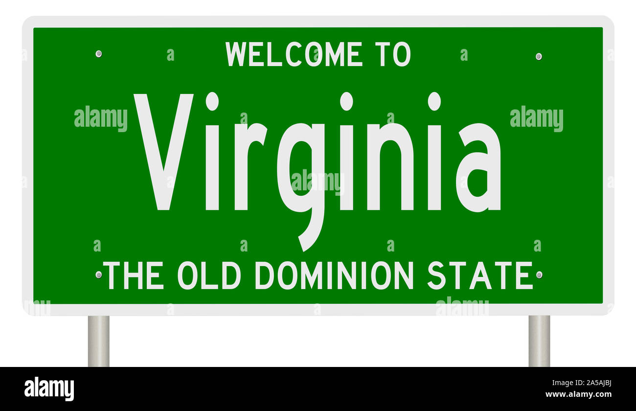 Rendering of a green 3d highway sign for Virginia Stock Photo - Alamy