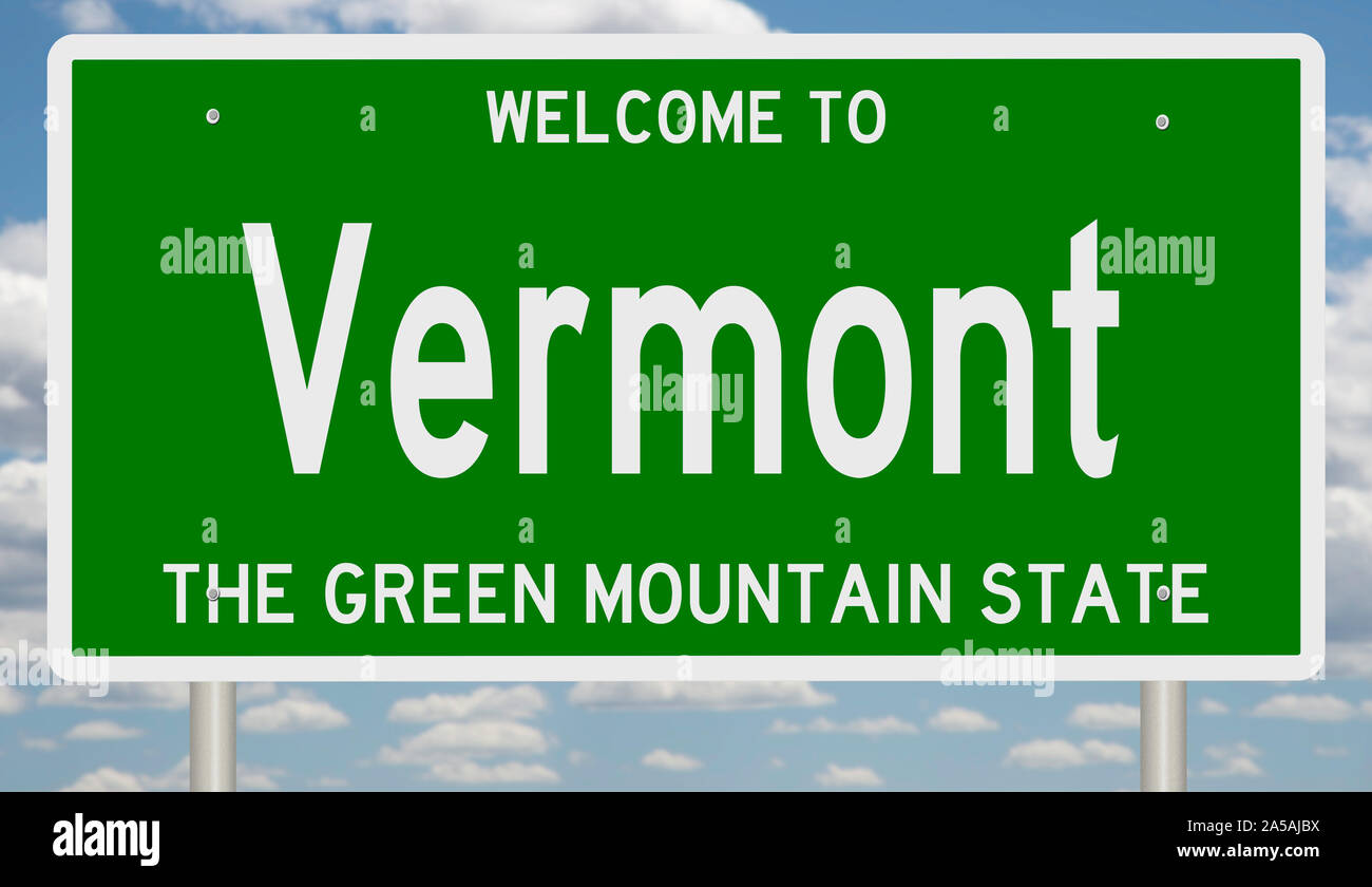 Rendering of a green 3d highway sign for Vermont Stock Photo - Alamy