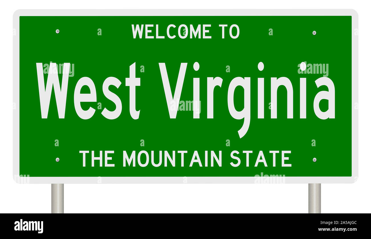 Rendering of a green 3d highway sign for West Virginia Stock Photo - Alamy