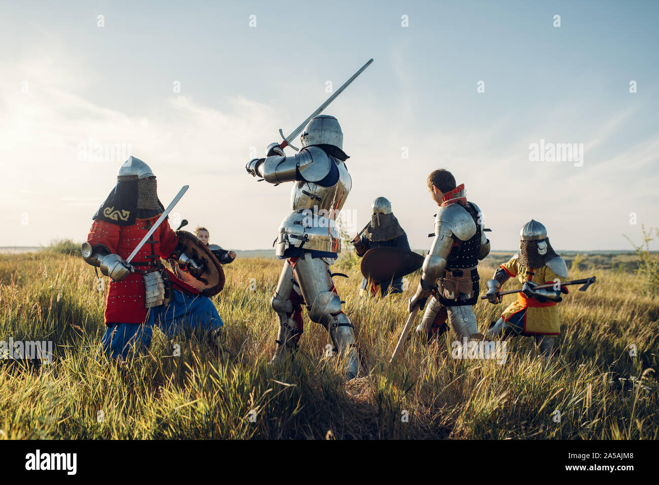 Medieval knights fight, great combat Stock Photo - Alamy