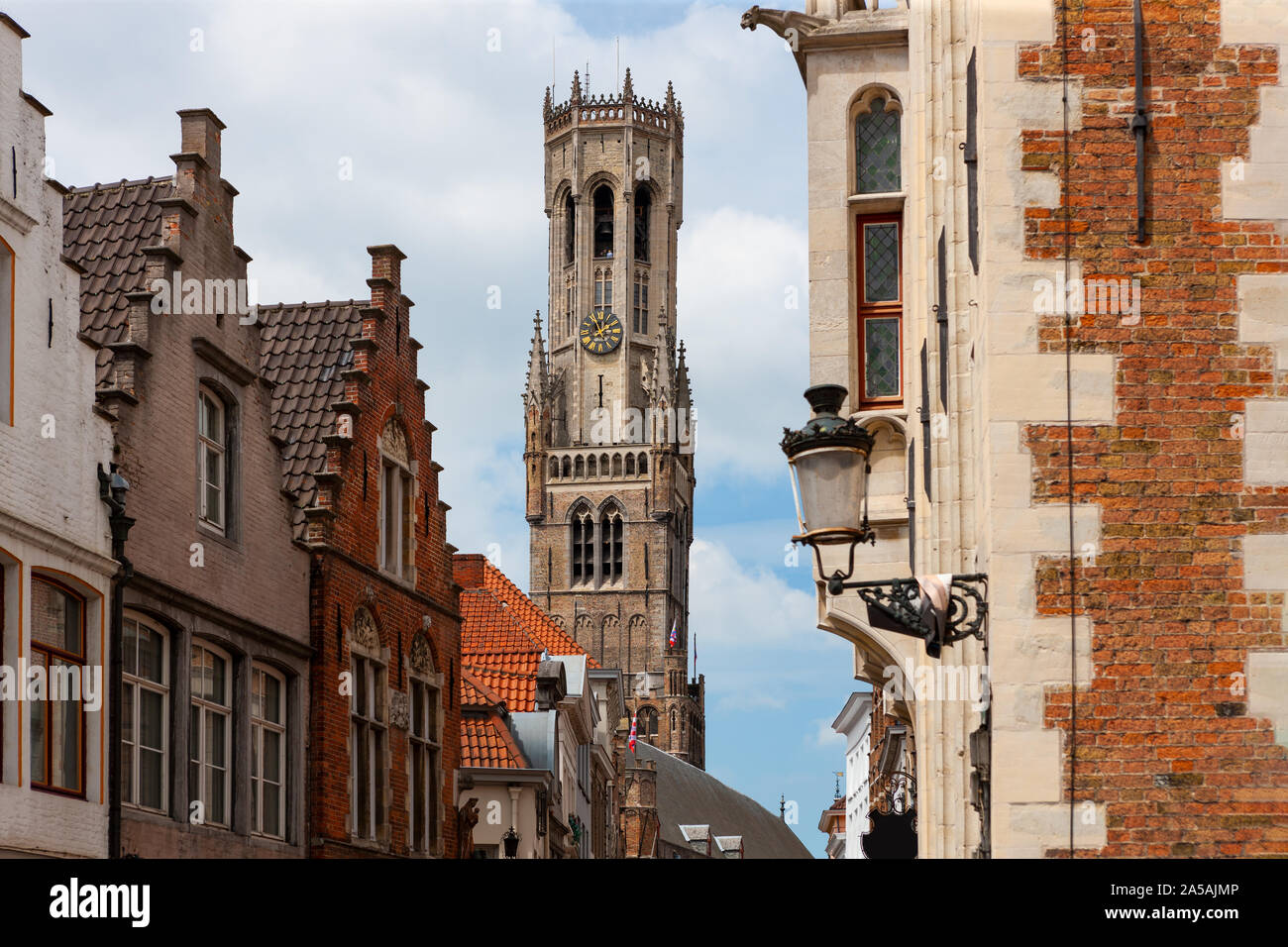 Belfry of Bruges, Medieval bell tower among traditional Belgian ...