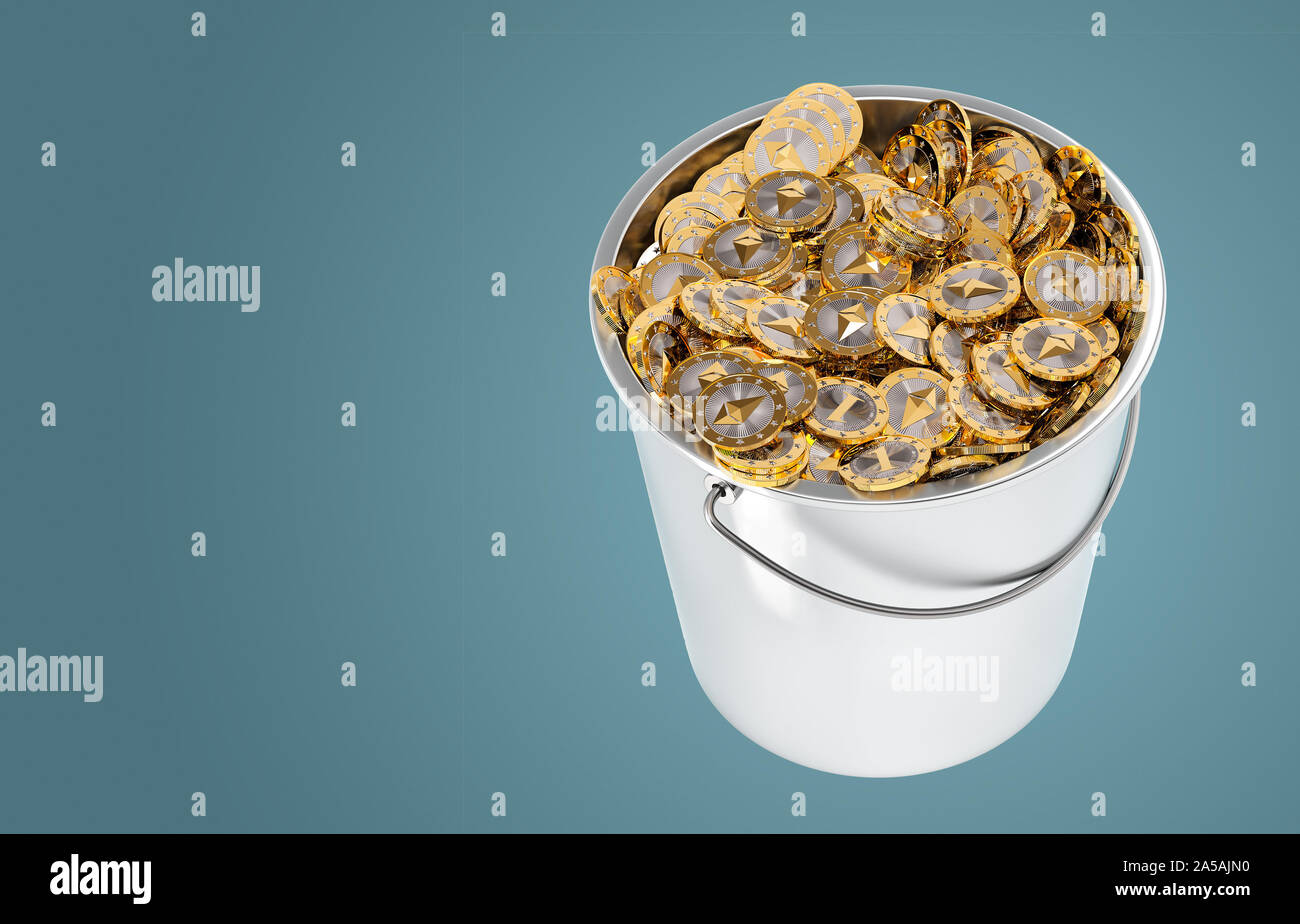 Ethereum Coins in a Bucket - 3D Rendering Stock Photo - Alamy