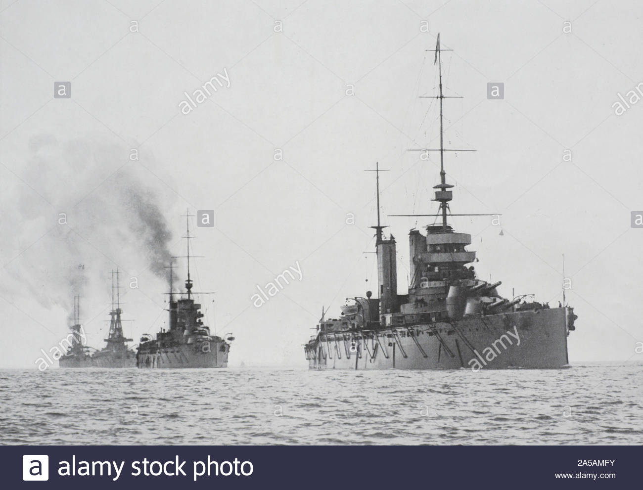 WW1 HMS Lion, HMS Princess Royal, HMS Indomitable and HMS New Zealand ...