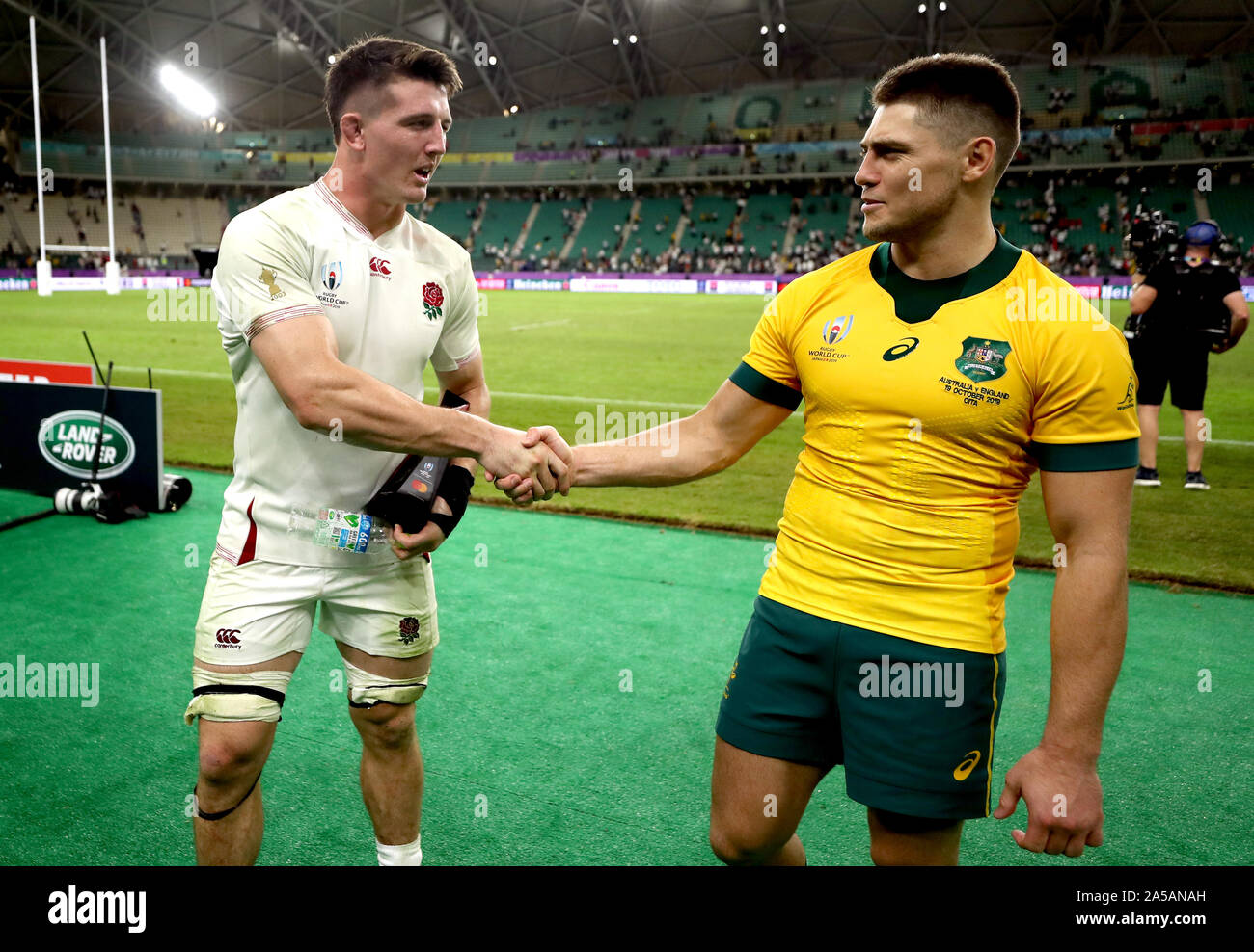 England's Tom Curry (left) at the end of the 2019 Rugby World Cup ...
