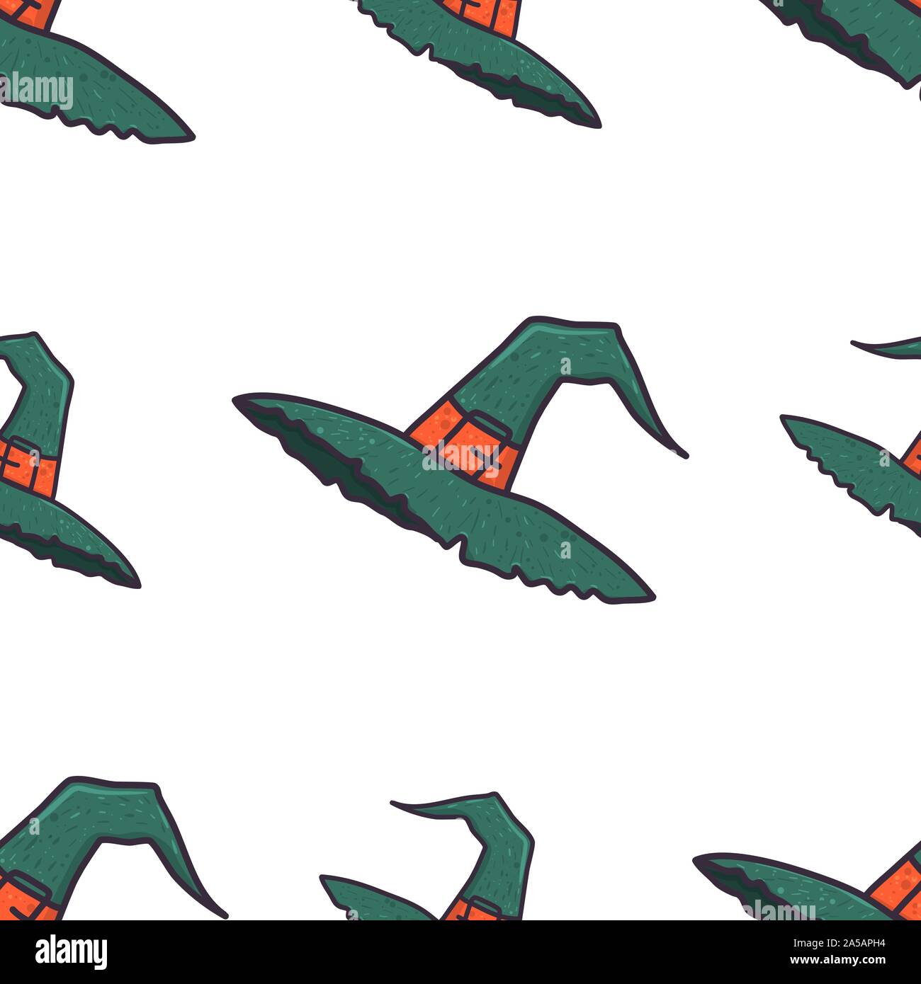 Witch hat spooky seamless pattern on white backdrop. Halloween costume ...
