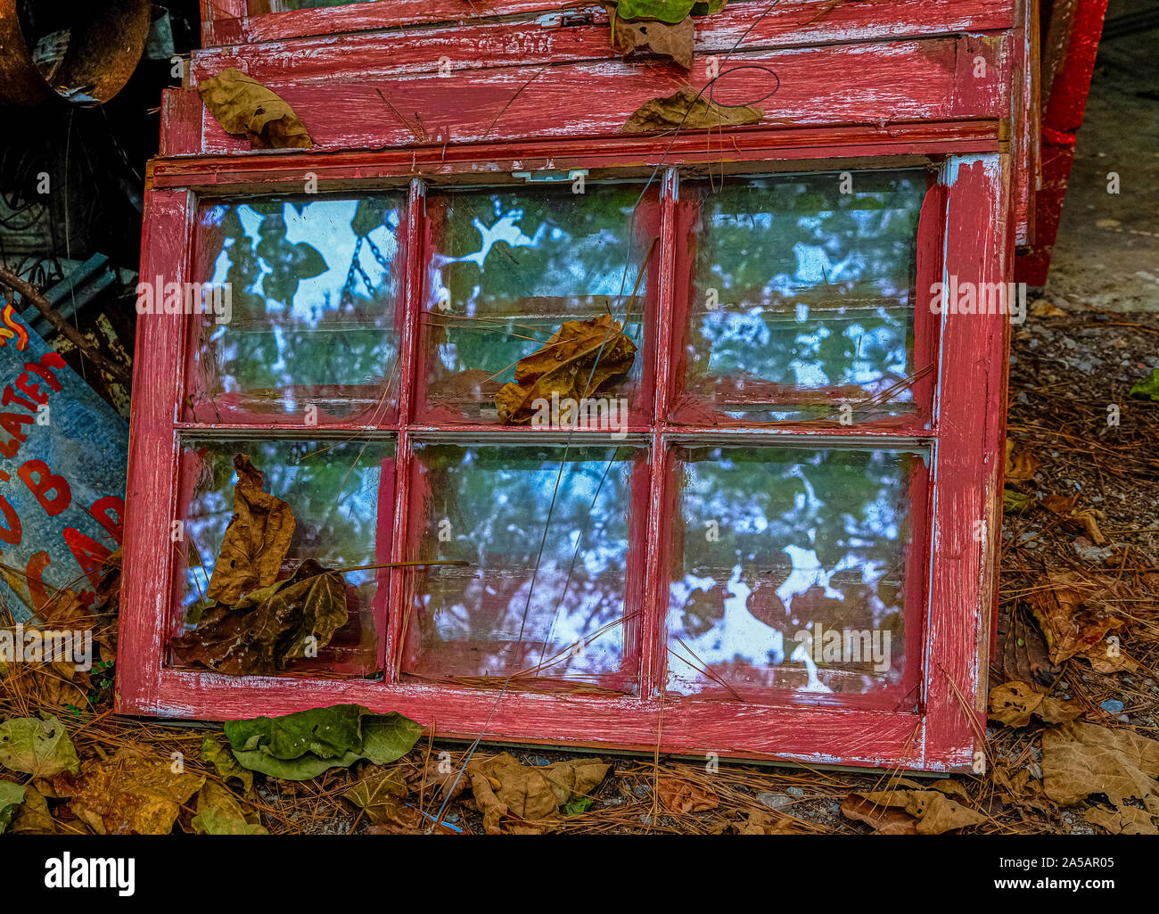 Red Painted Windows Stock Photo - Alamy