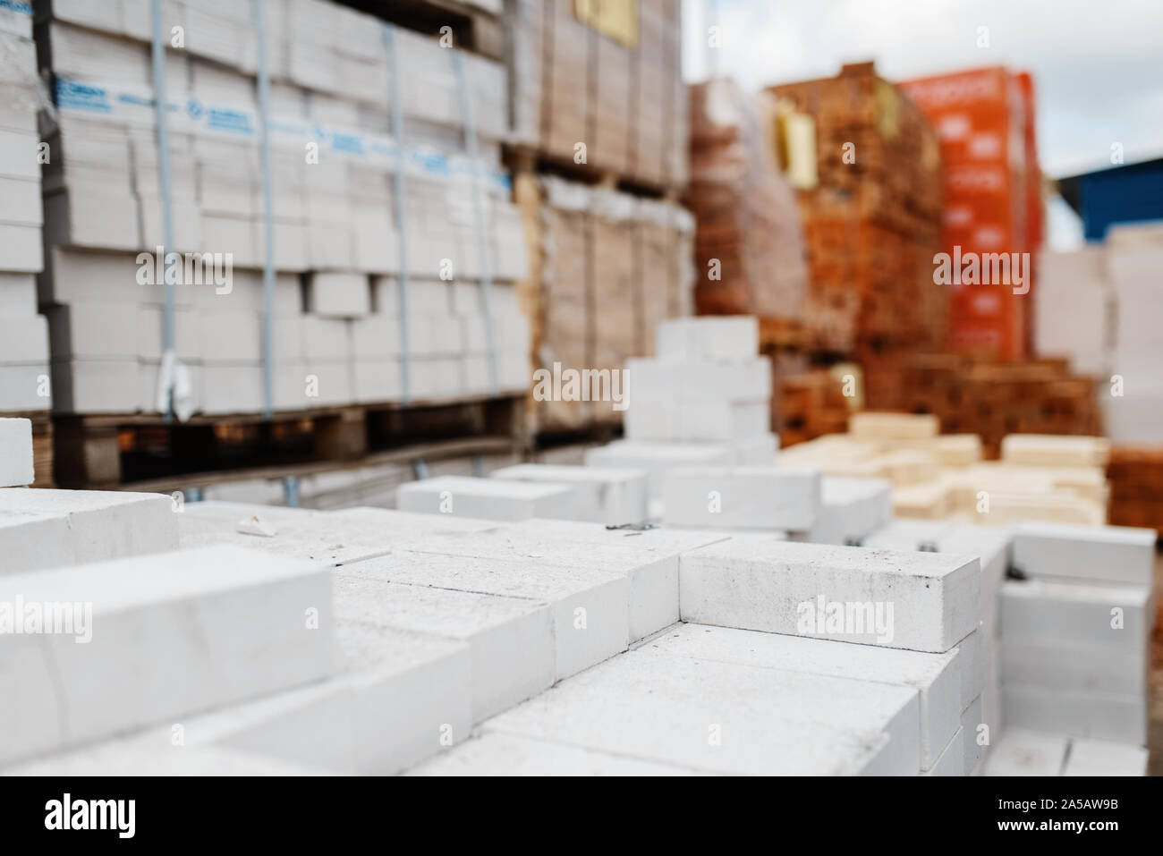 Construction material warehouse stack bricks hi-res stock photography ...