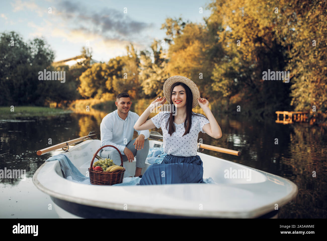 Couple romantic boat hi-res stock photography and images - Alamy