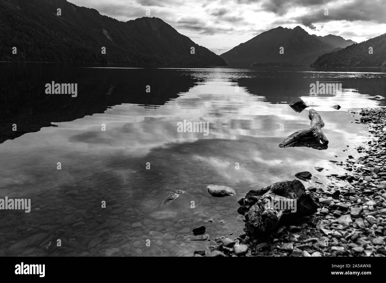 Water reflection in evening Black and White Stock Photos & Images - Alamy