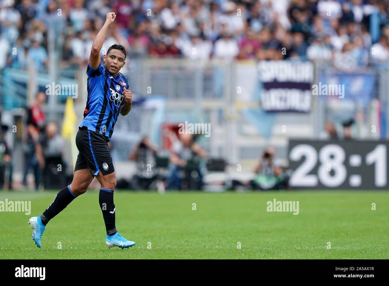 Rome, Italy. 19th Oct, 2019. Luis Muriel of Atalanta BC celebrates ...