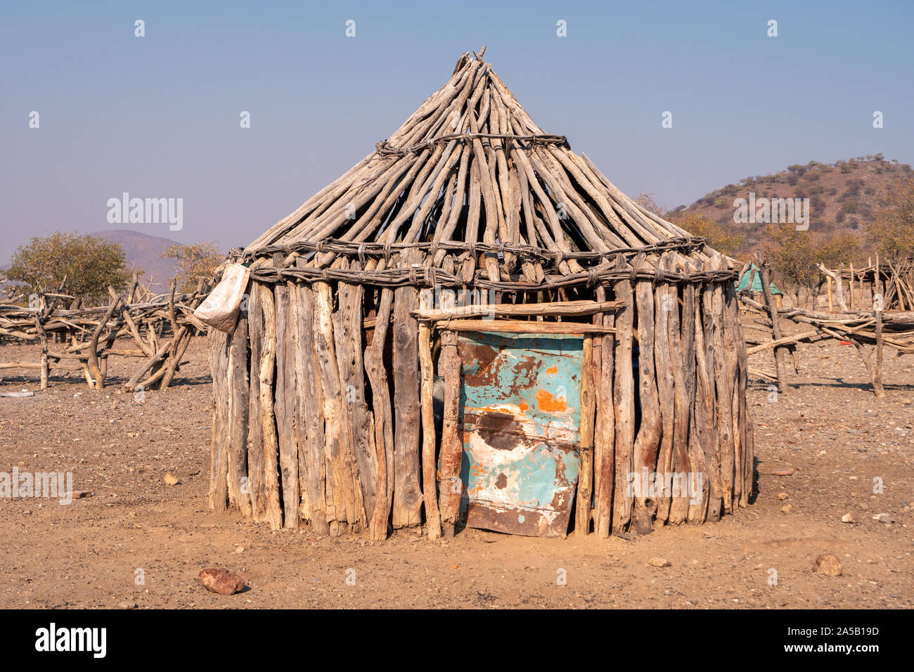 Simple, Traditional, Wooden Hut of the Himba Tribe in the Kaokoveld ...