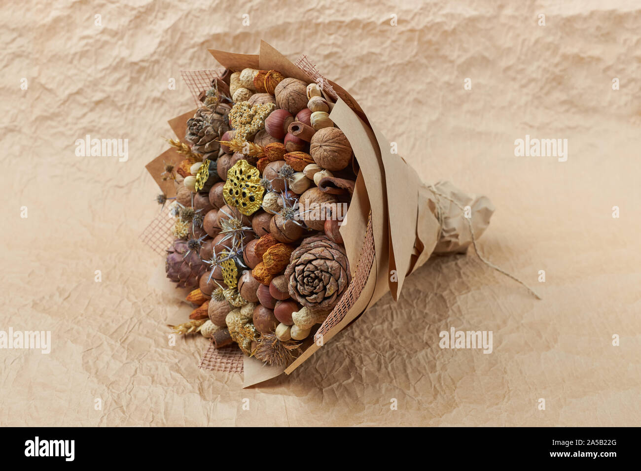 Unique bouquet of different types of nuts as an original gift Stock ...