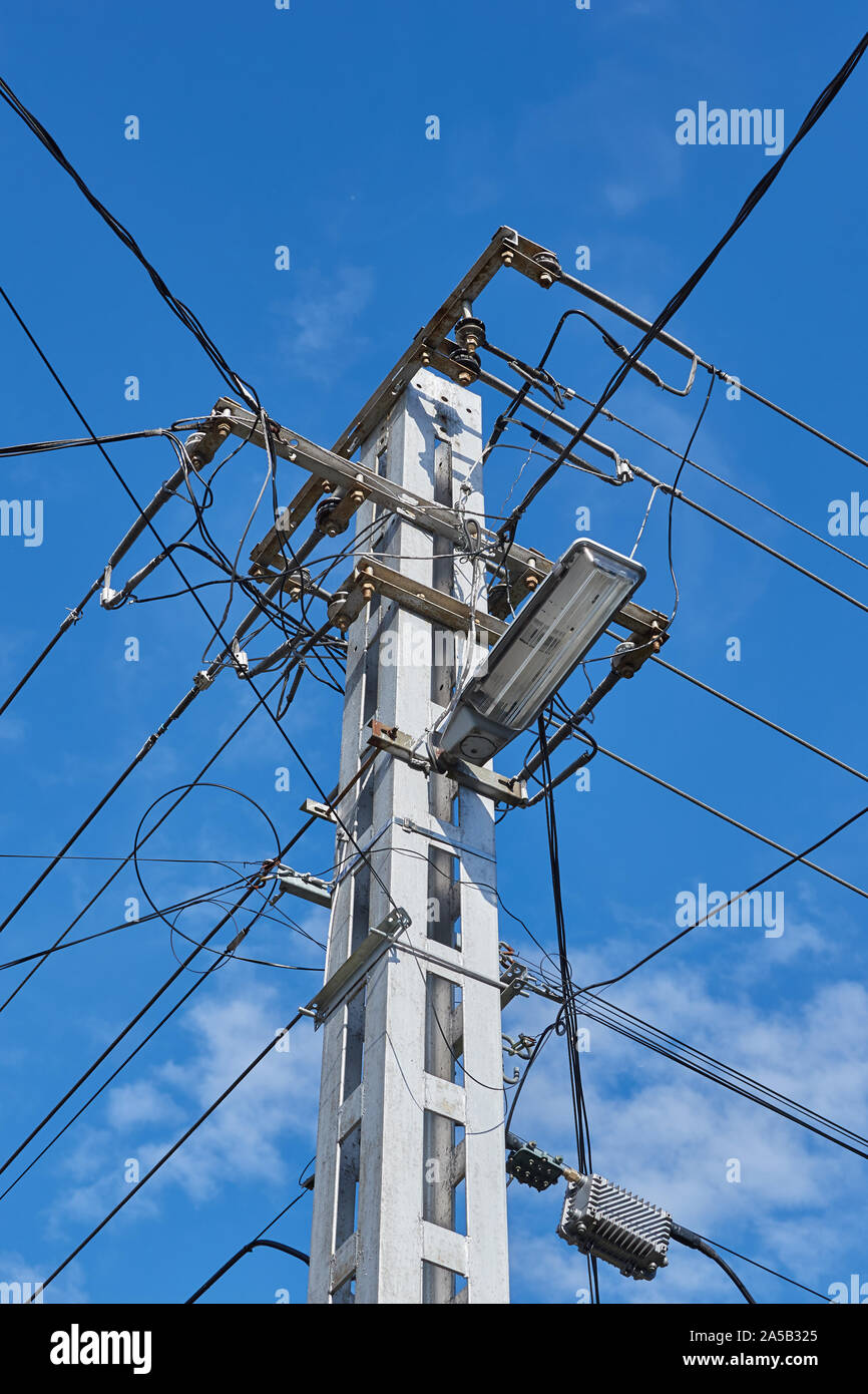 Electric line column Stock Photo - Alamy