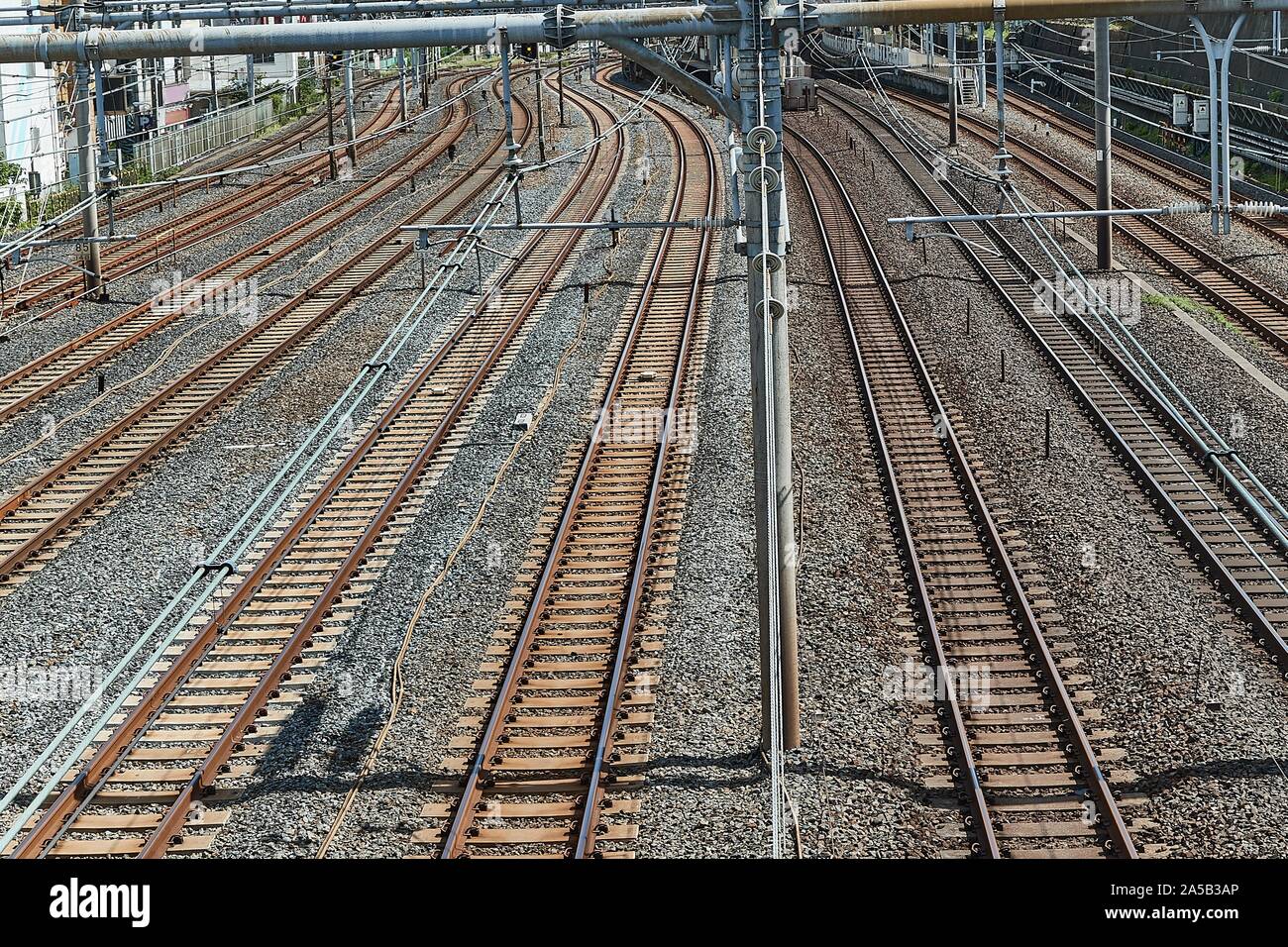 Railway Tracks in a City Stock Photo - Alamy