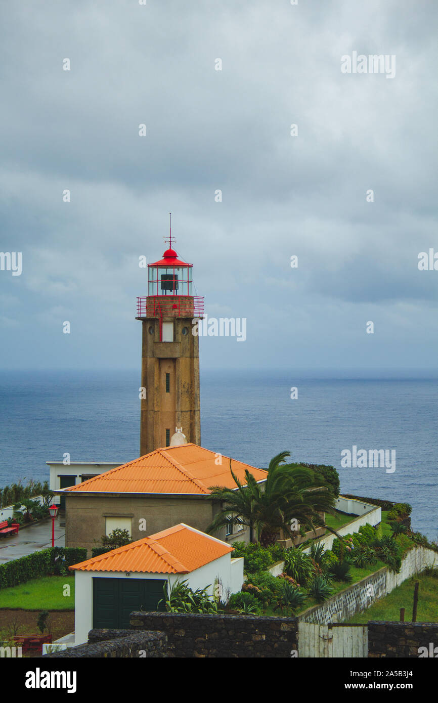Lighthouse Ponta Garca on Sao Miguel Island, Azores, Portugal Stock ...