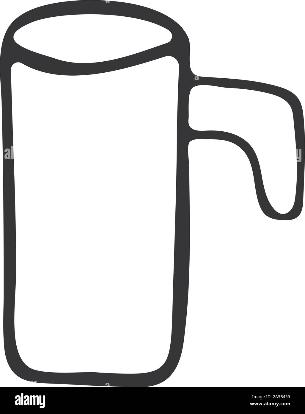 A mug of coffee or other drinks black and white doodle style. Hand ...