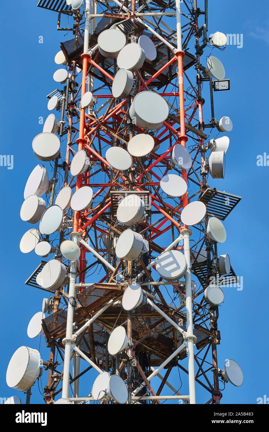Transmitter tower detail Stock Photo - Alamy