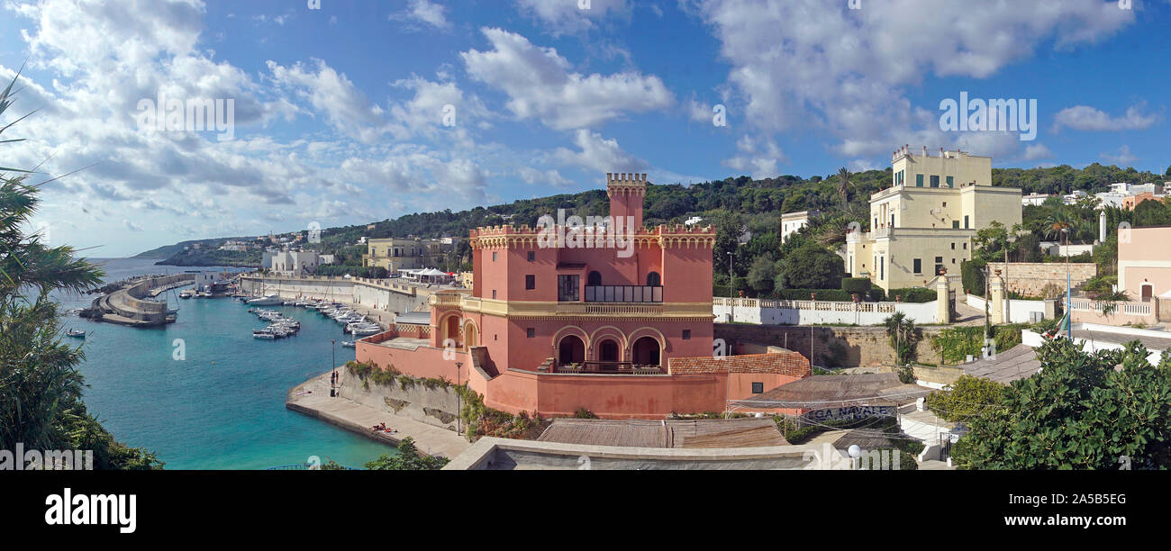 Castle at harbour of Tricase Porto, Lecce, Apulia, Italy Stock Photo ...