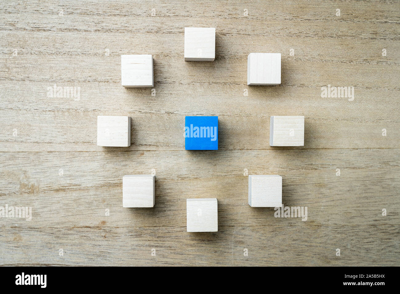 Eight square wooden blocks in circle Stock Photo - Alamy